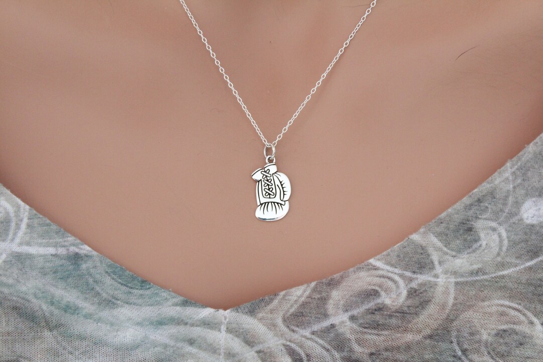 Sterling Silver Boxing Glove Necklace: Combat Sports Charm - Etsy