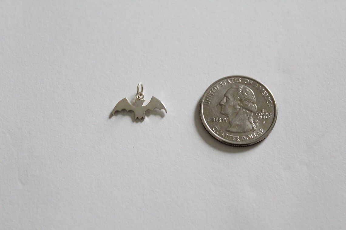 Sterling Silver Bat Charm Cute Bat Charm Hanging Bat Charm - Etsy