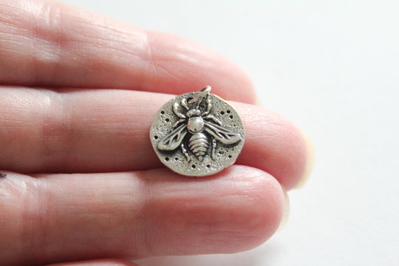 Sterling Silver Ancient Bee Coin Charm Silver Ancient Bee | Etsy