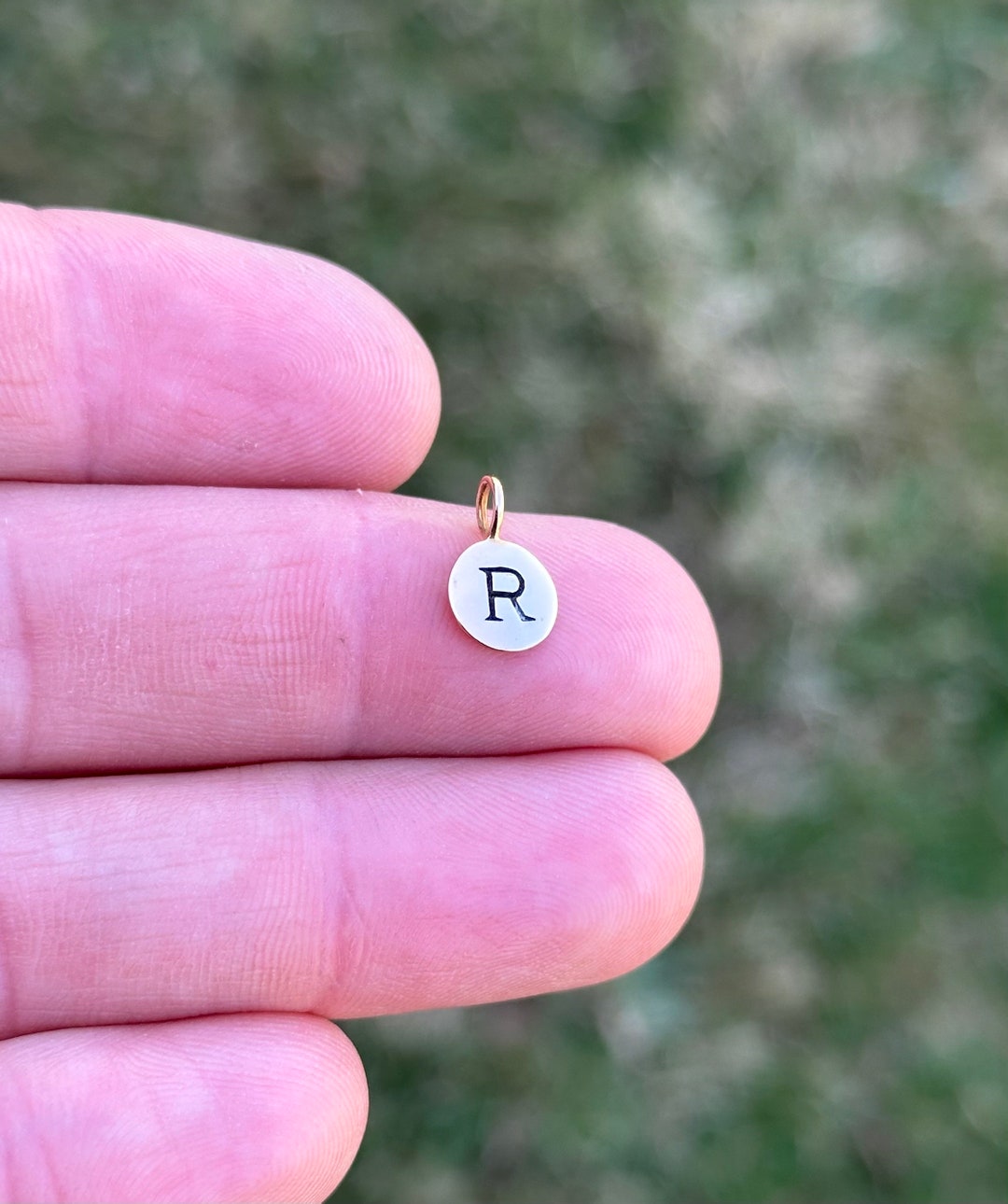 Bronze Letter R Charm, Bronze Circular Letter R Charm, Bronze Capital ...