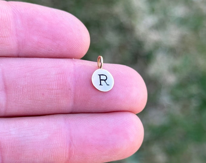 Bronze Letter R Charm, Bronze Circular Letter R Charm, Bronze Capital ...