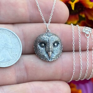 Sterling Silver Barn Owl Face Necklace - Etsy