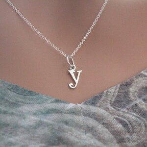 Sterling Silver Lowercase Y Initial Necklace: Typewriter Font - Etsy