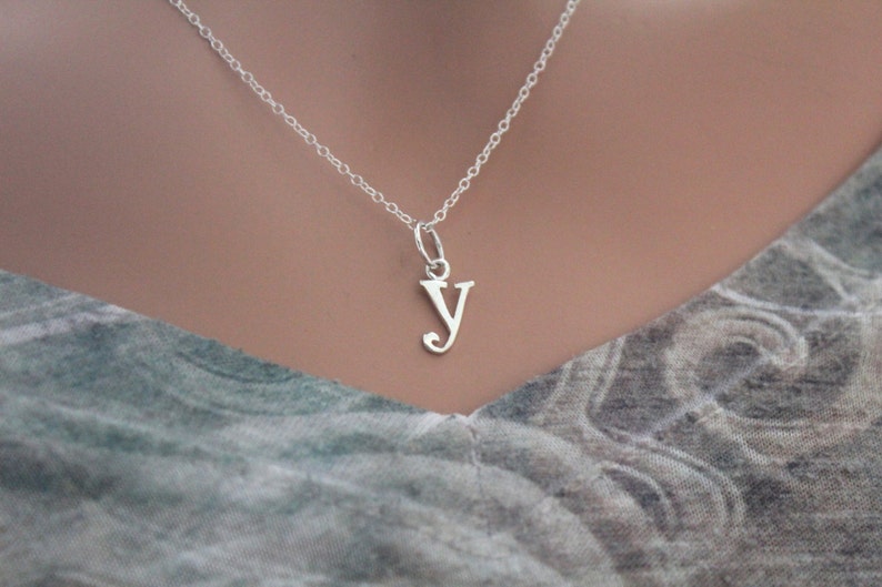 Sterling Silver Lowercase Y Initial Necklace: Typewriter Font - Etsy