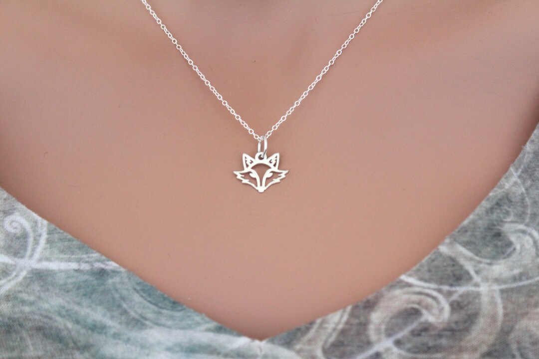 Sterling Silver Fox Face Necklace: Animal Charm Jewelry - Etsy