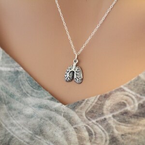 Sterling Silver Lung Charm Necklace, Lungs Necklace, Realistic Lungs ...