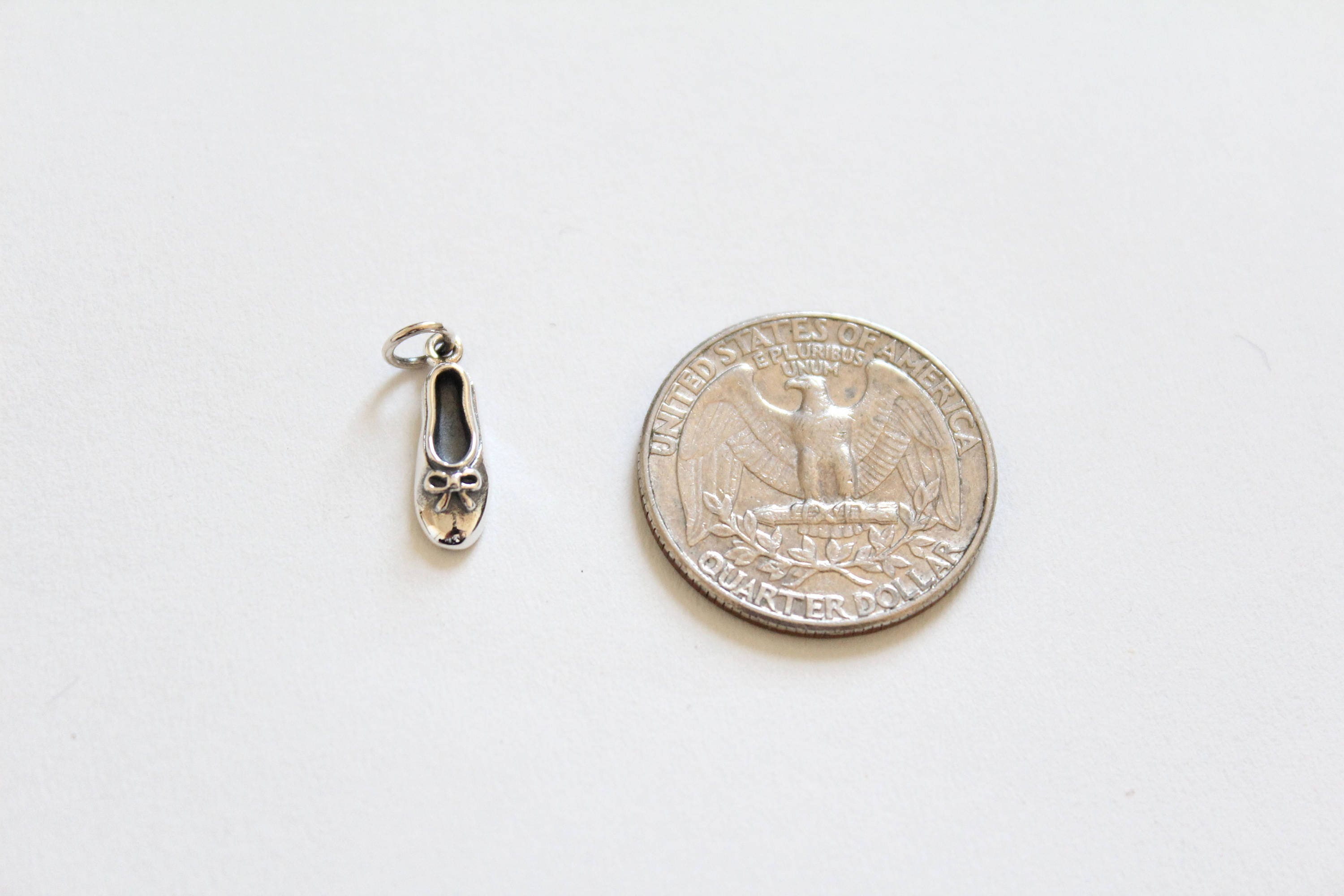 Sterling Silver Ballet Slipper Charm With Jump Ring - Etsy