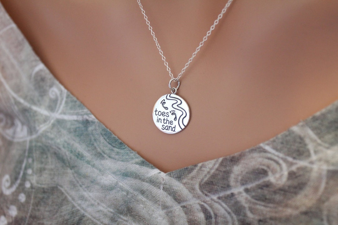 Sterling Silver Beach Necklace: Toes in the Sand Charm - Etsy