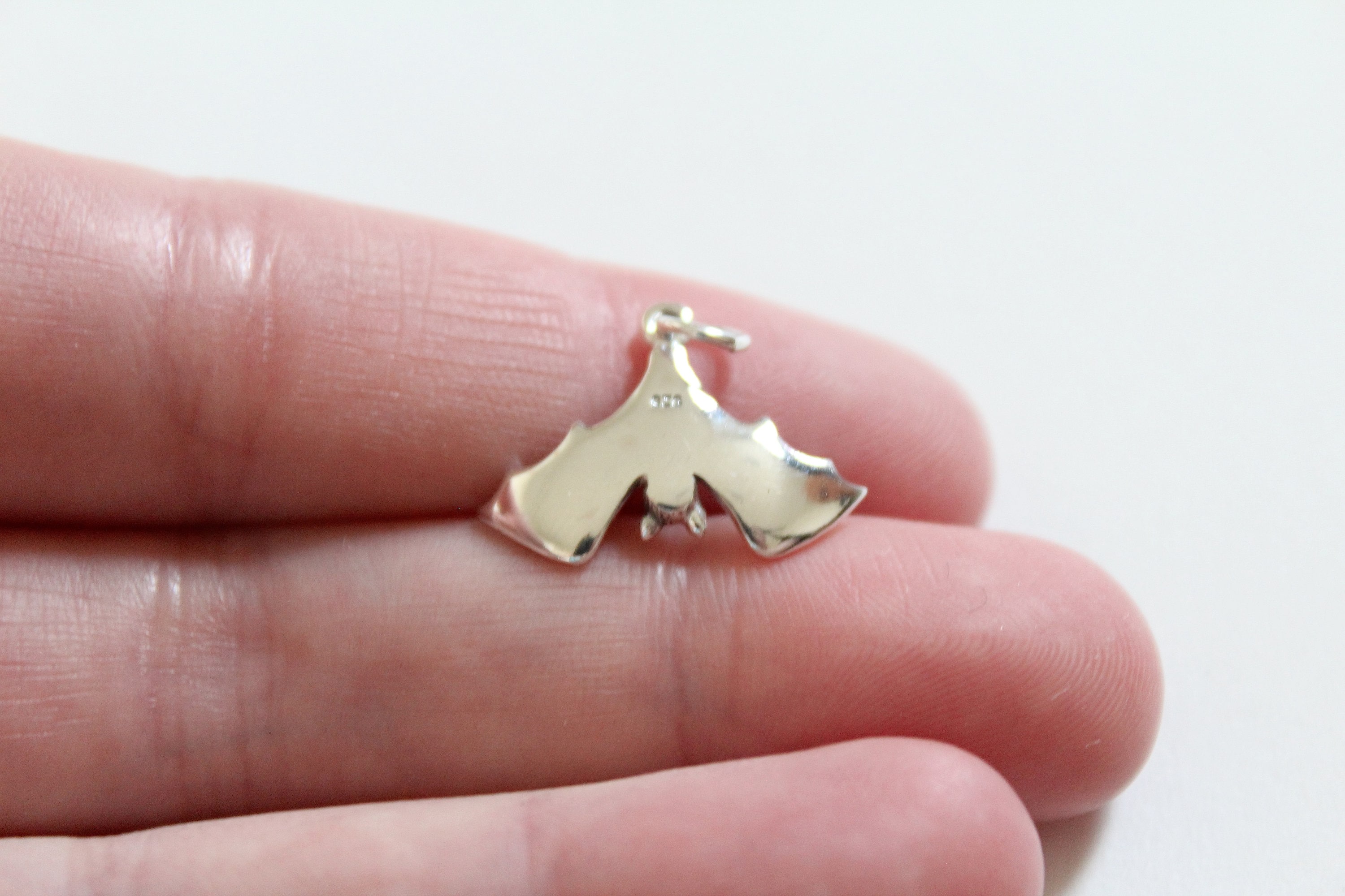 Sterling Silver Bat Charm Bat Pendant Realistic Bat Charm - Etsy