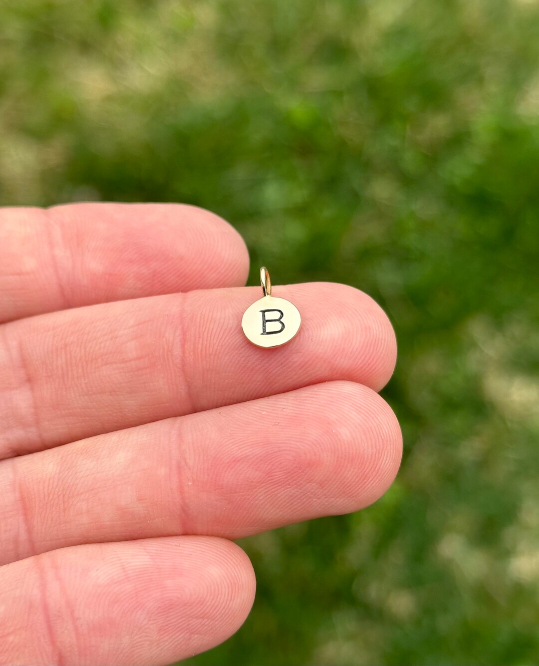 Bronze Letter B Charm: Initial Circular Pendant - Etsy
