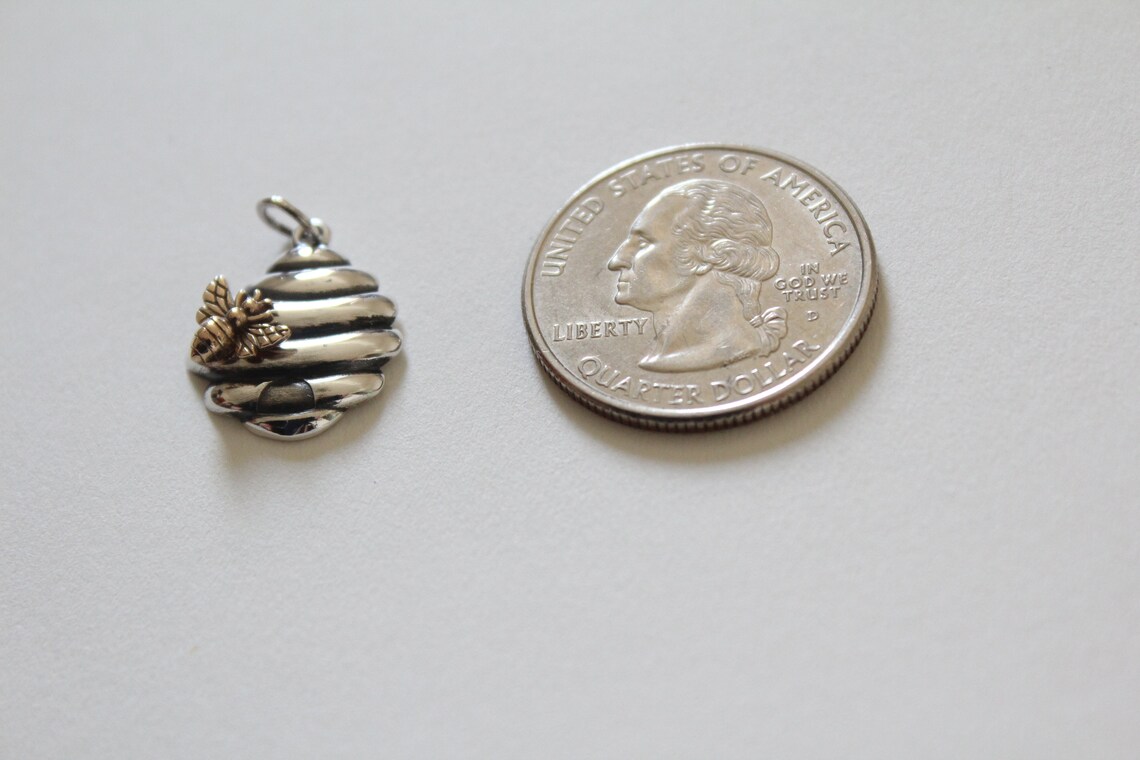 Sterling Silver Beehive Charm With Bronze Bee - Etsy