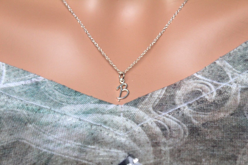 Sterling Silver Cursive B Initial Necklace B Letter Necklace - Etsy