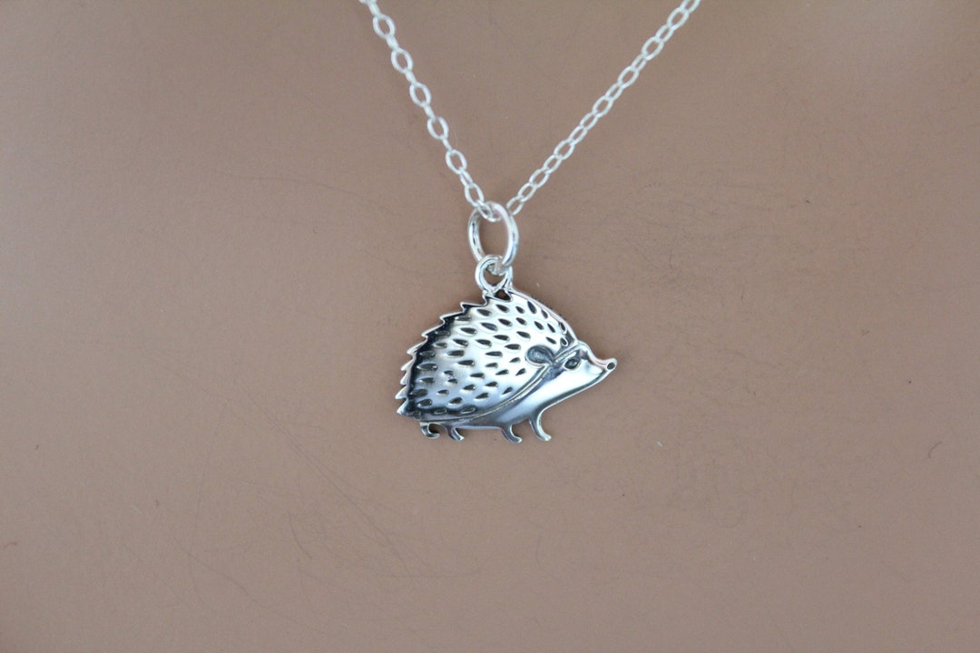 Sterling Silver Hedgehog Charm Necklace, Realistic Hedgehog Charm ...