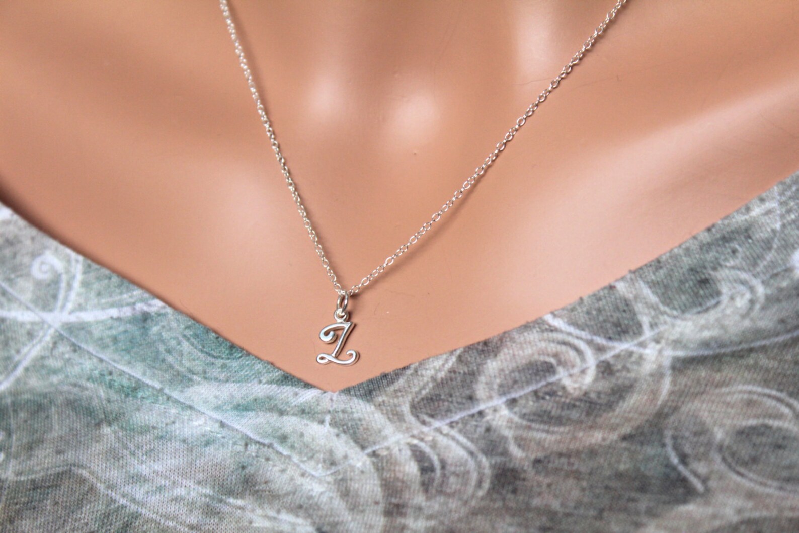Sterling Silver Cursive Z Initial Necklace - Etsy