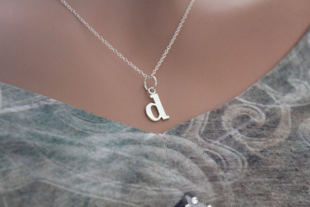 Sterling Silver Lowercase D Initial Charm Necklace, D Initial Necklace ...