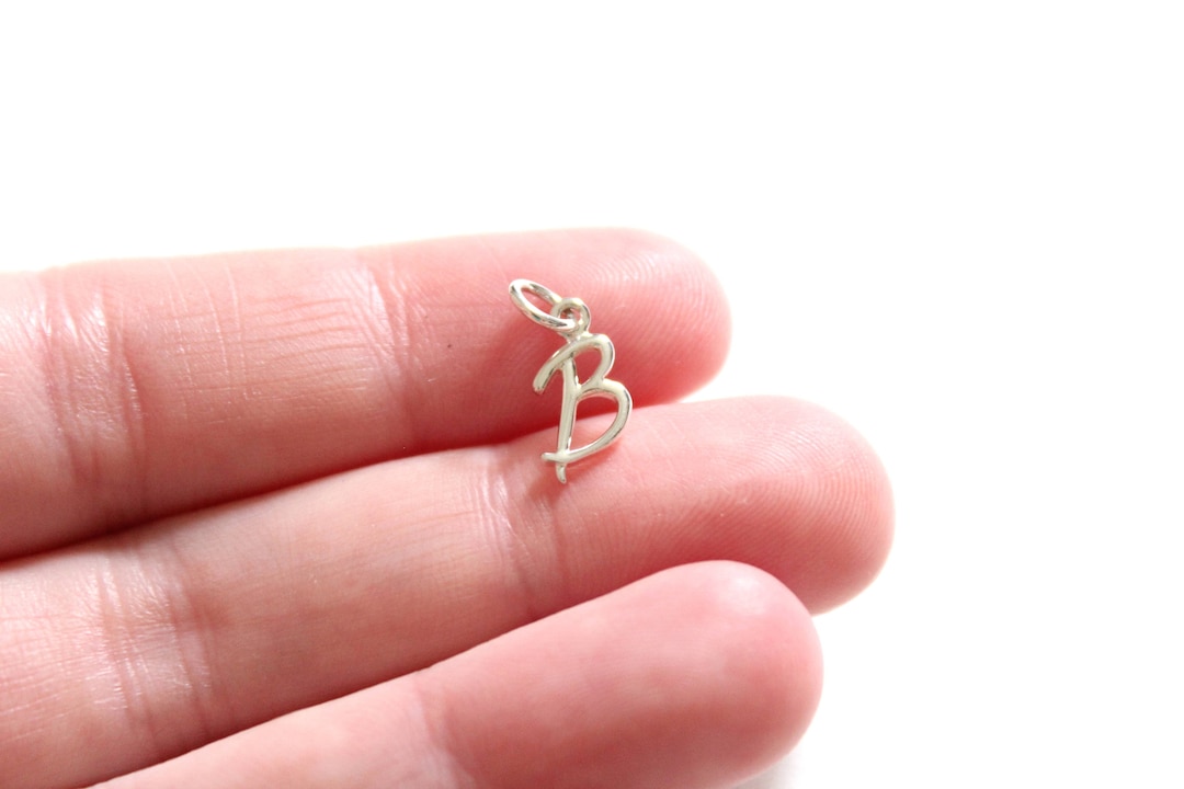 Sterling Silver Cursive Letter B Initial Charm - Etsy
