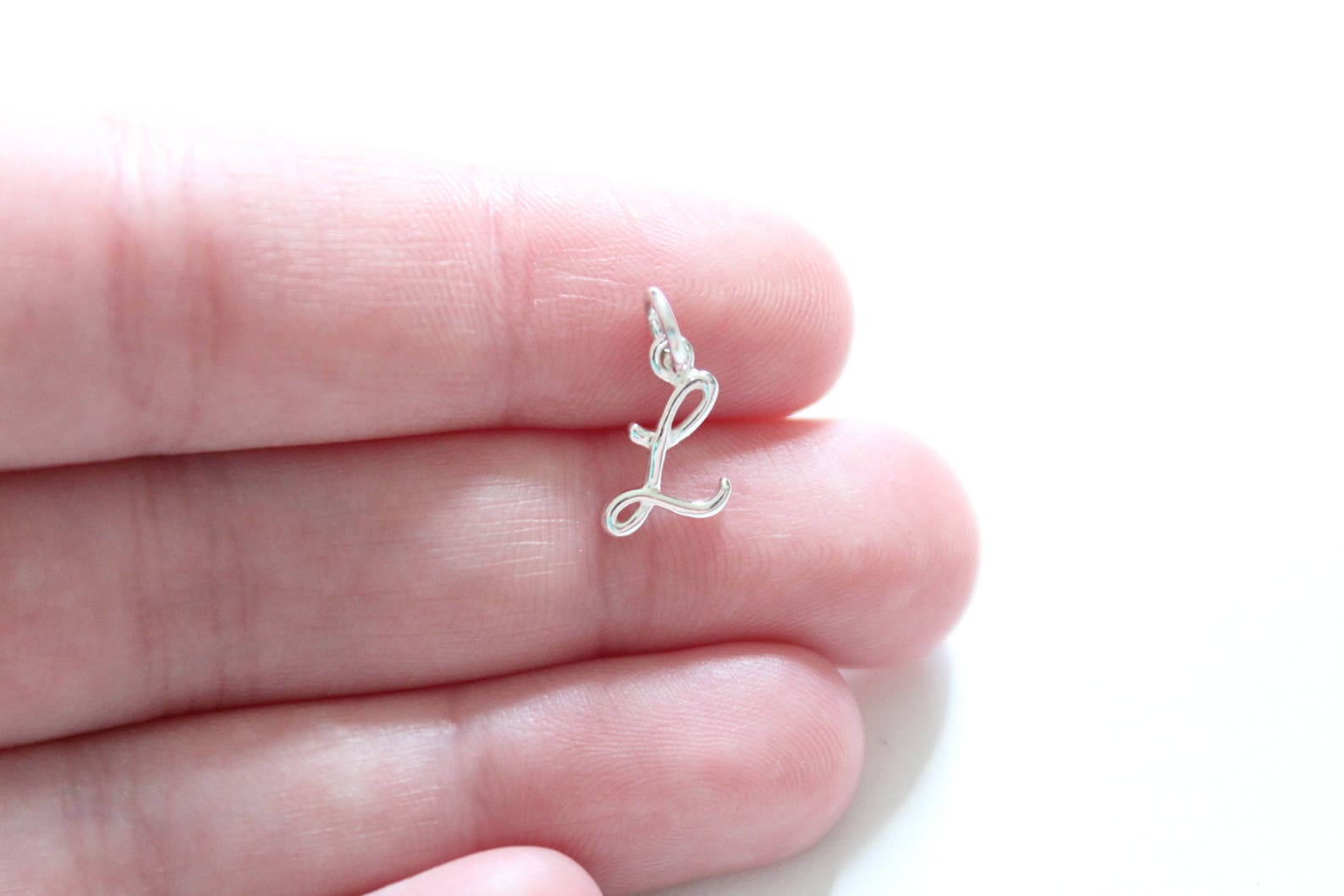 Sterling Silver Cursive L Initial Charm L Letter Charm - Etsy