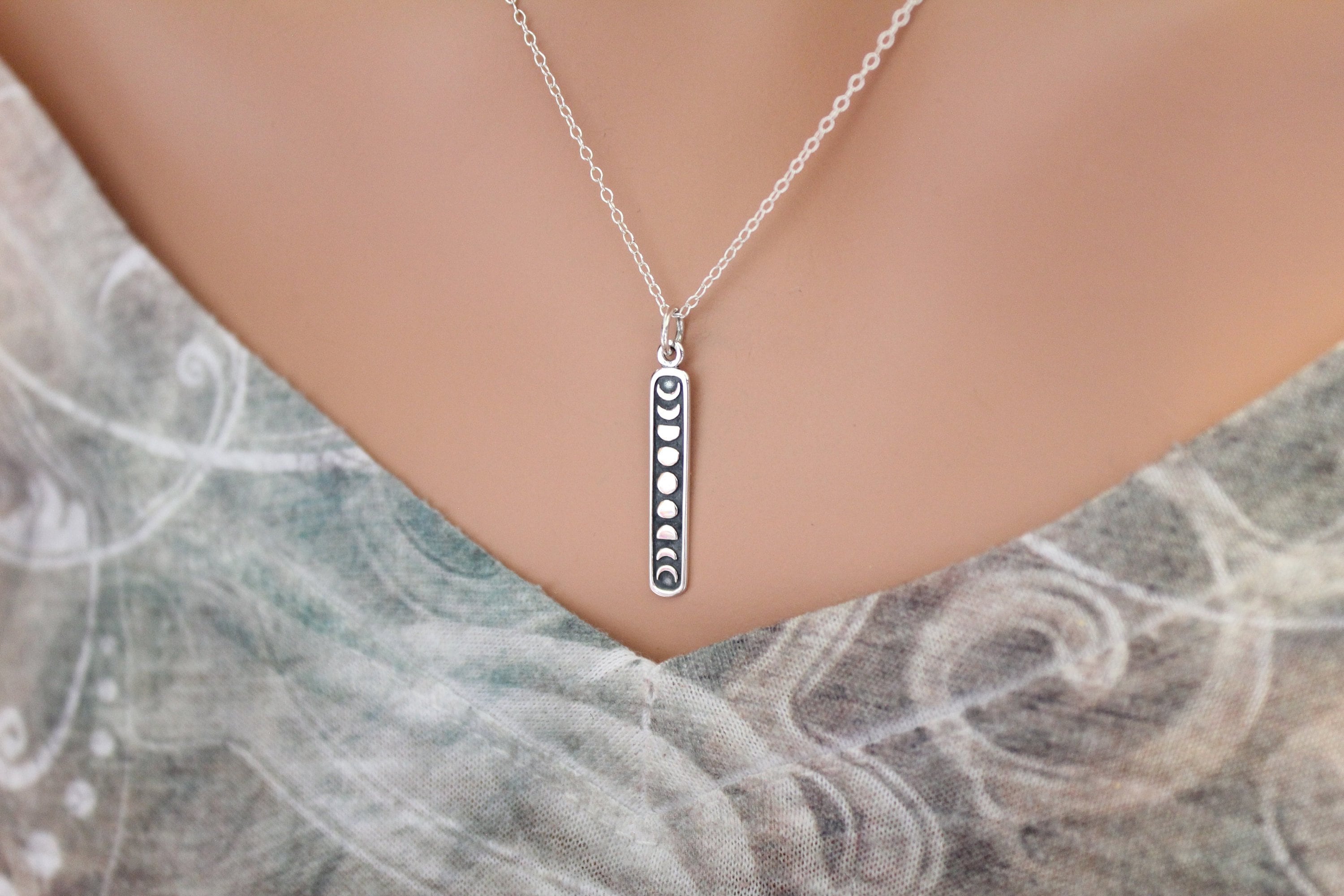 Sterling Silver Moon Phases Link Necklace Silver Moon Phases | Etsy