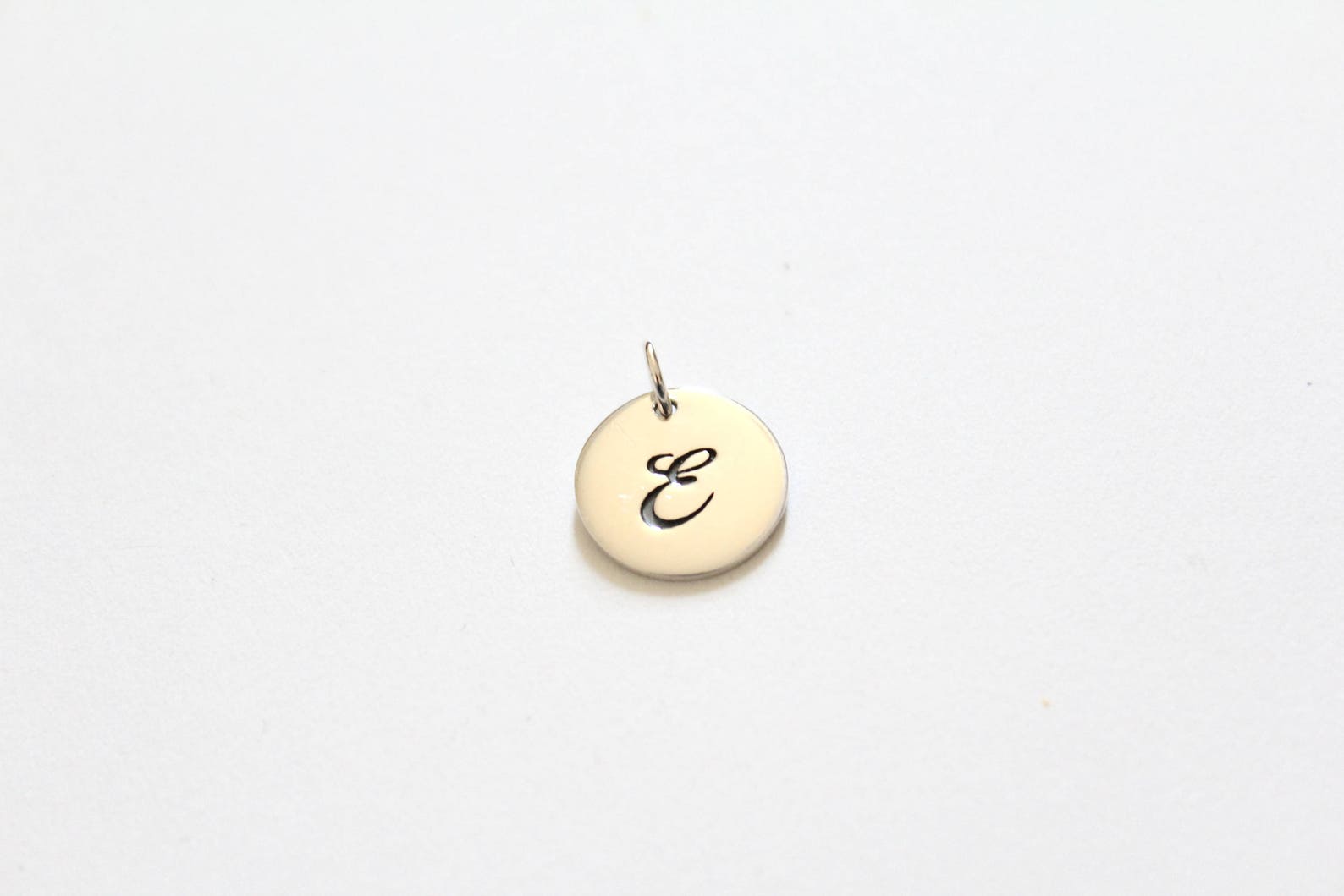Sterling Silver Cursive Circular E Initial Charm Cursive E - Etsy