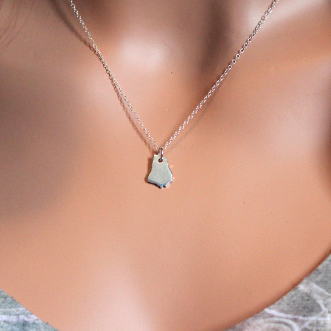 Sterling Silver Georgia State Necklace, Silver Georgia Necklace ...