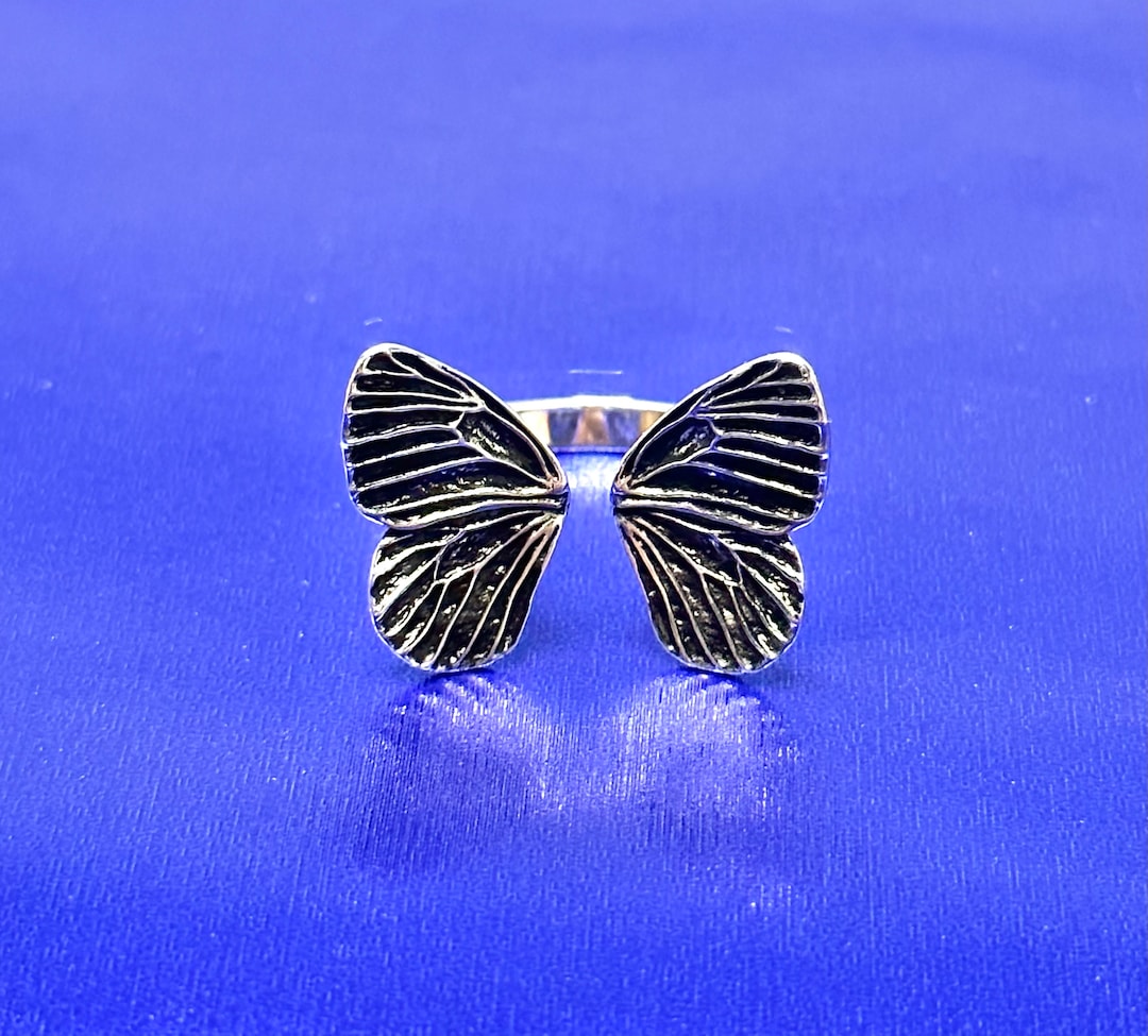 Sterling Silver Adjustable Butterfly Wing Ring, Sterling Silver ...
