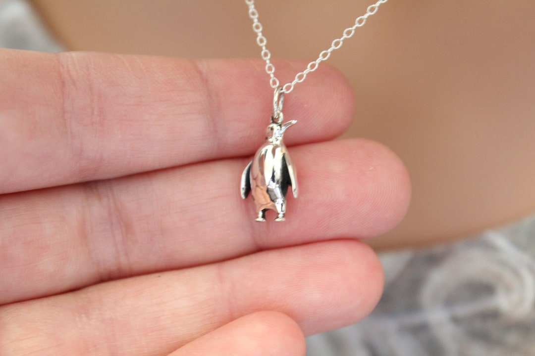 Sterling Silver Penguin Charm Necklace: Adorable Sea Bird Pendant - Etsy