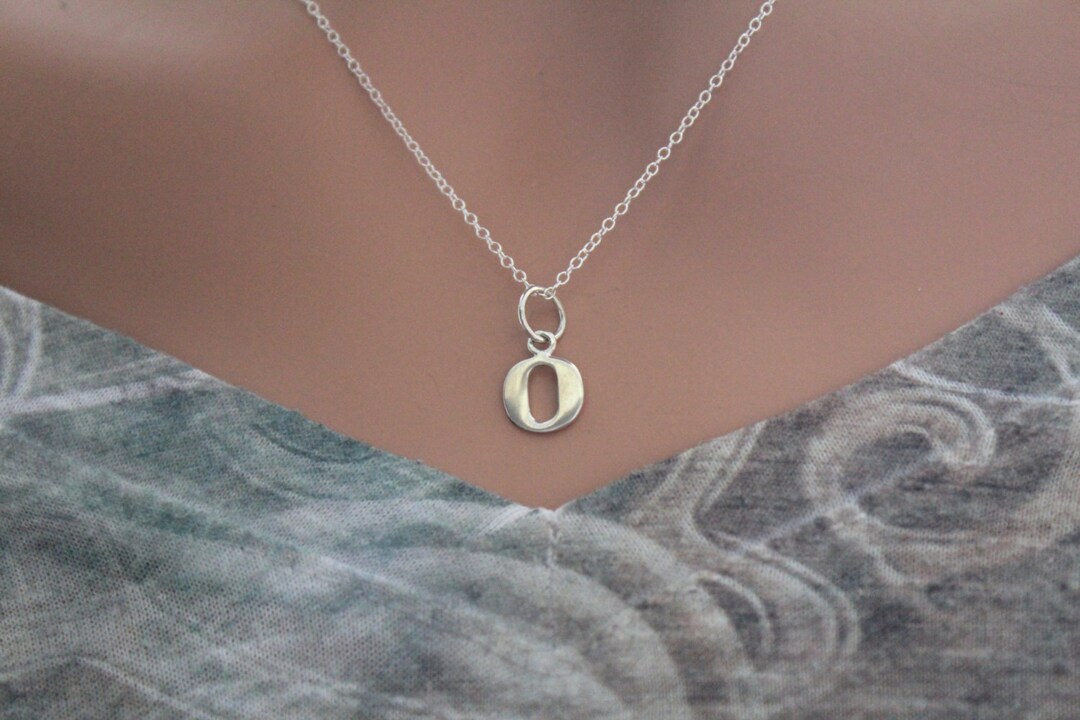 Sterling Silver Lowercase O Initial Charm Necklace, O Initial Necklace ...