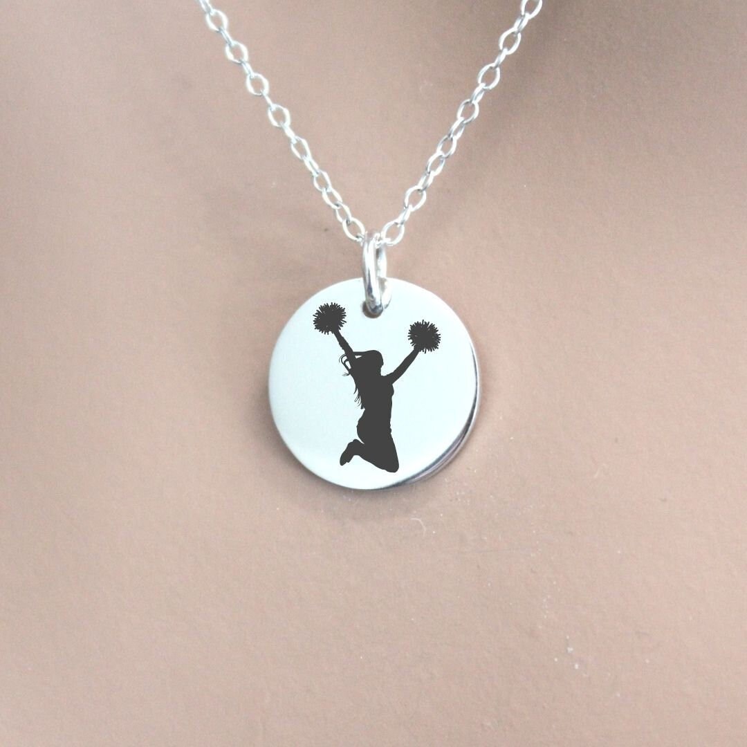 Sterling Silver Cheerleader Necklace: Personalized Engraved Charm - Etsy