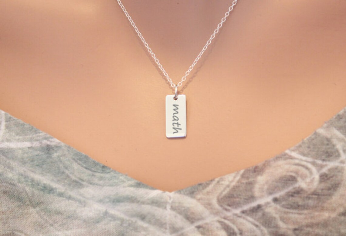 Sterling Silver Math Charm Necklace Math Teacher Necklace | Etsy
