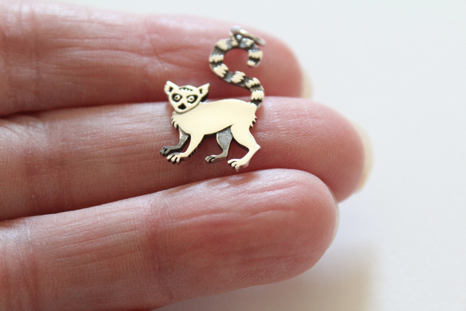 Sterling Silver Lemur Pendant: Realistic Animal Charm - Etsy
