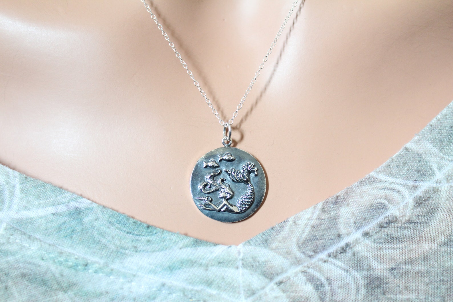 Sterling Silver Mermaid Coin Charm Silver Mermaid Coin - Etsy