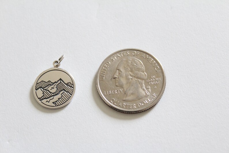 Sterling Silver Etched Mountain Pendant Charm Mountain | Etsy
