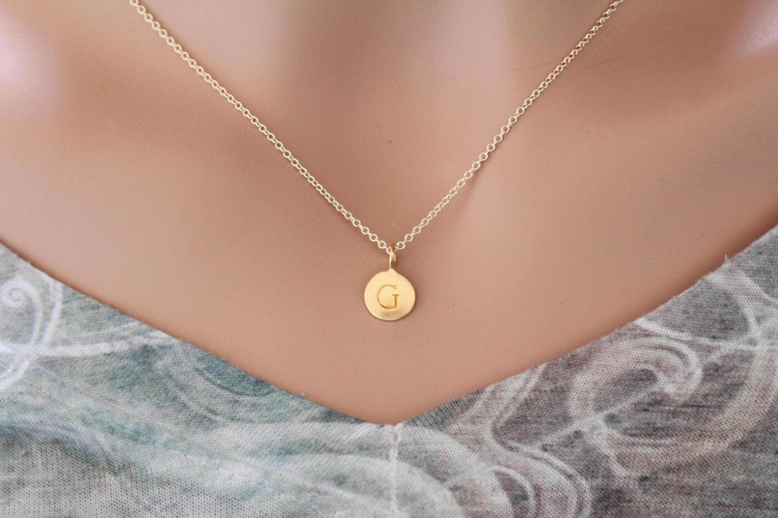 Gold Simple G Initial Necklace Gold Stamped G Necklace - Etsy UK