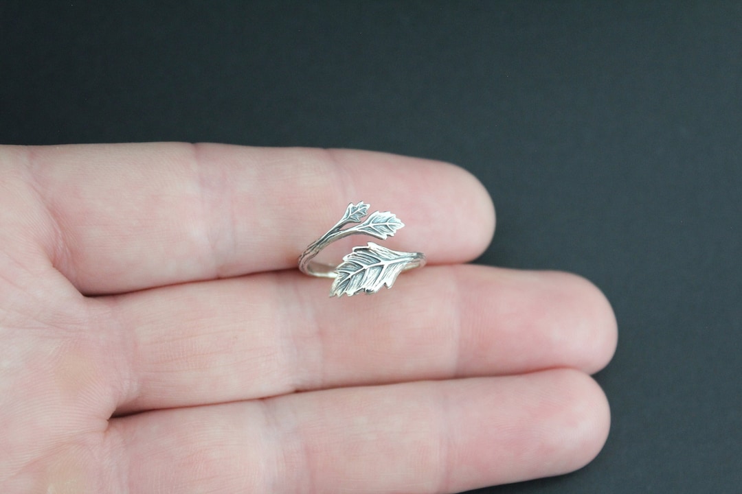 Adjustable Sterling Silver Leaf Ring: Nature Inspired Jewelry - Etsy