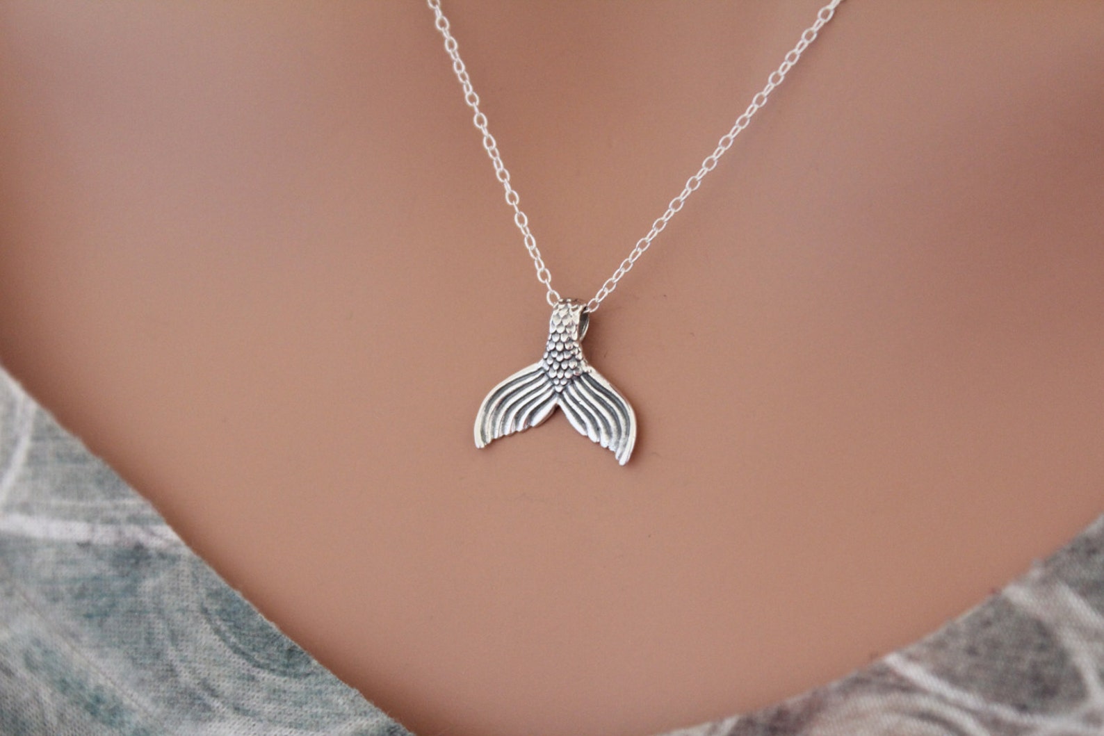 Sterling Silver Mermaid Tail Pendant Necklace Mermaid | Etsy