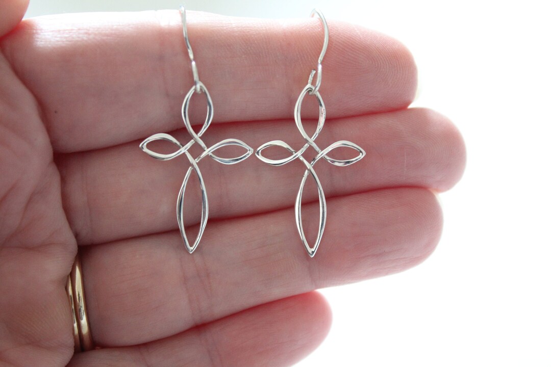 Sterling Silver Celtic Infinity Cross Earrings - Etsy