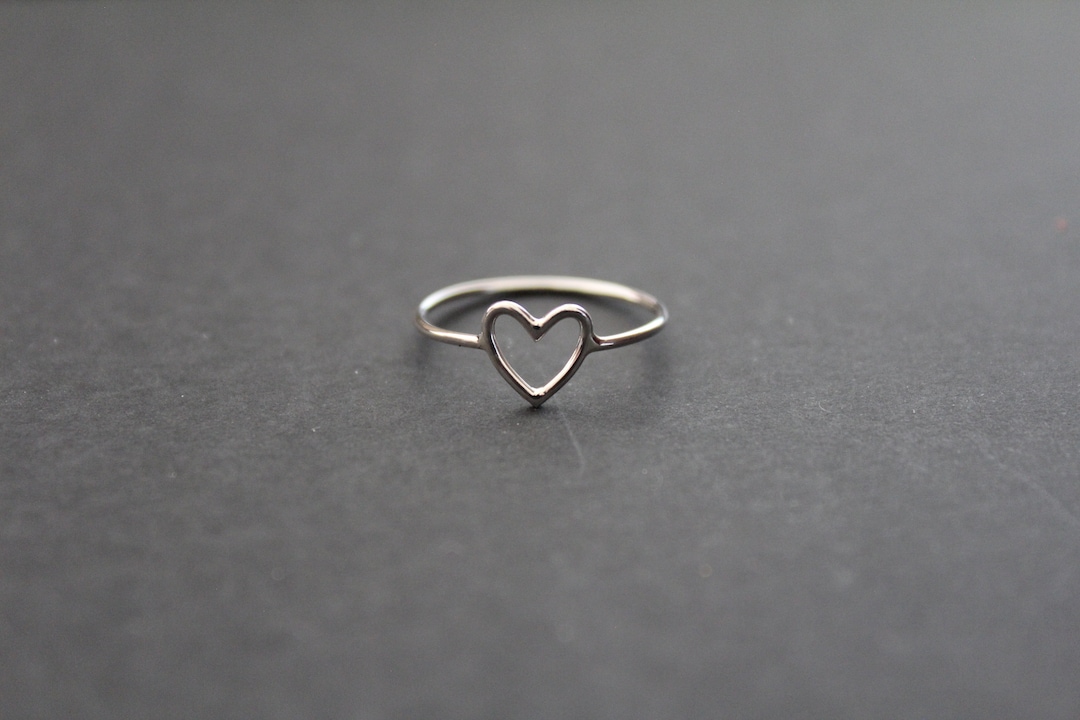 Sterling Silver Open Heart Ring, Open Heart Ring, Cute Heart Ring ...