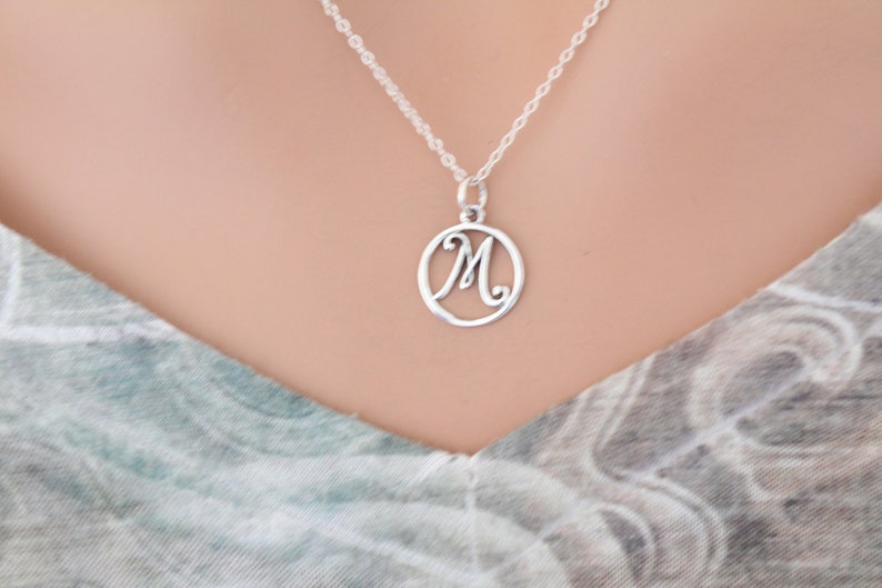 Sterling Silver Rustic Cursive Initial Charm Letter M - Etsy