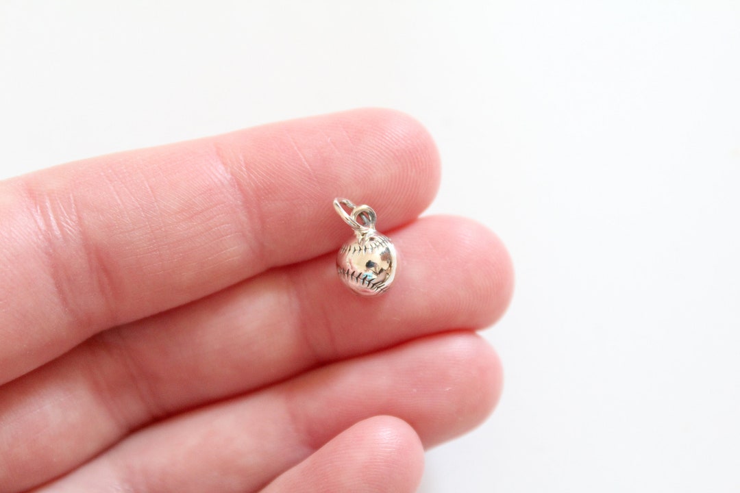 Sterling Silver Softball Charm: Sports Pendant - Etsy