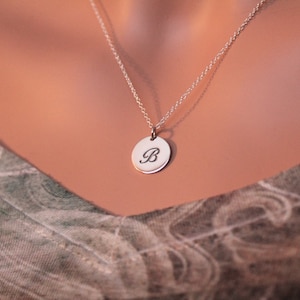 Sterling Silver Cursive Circular B Initial Charm Necklace, Cursive B ...