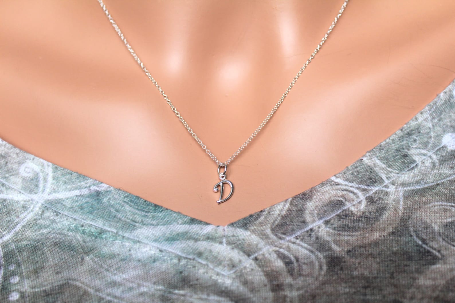 Sterling Silver Cursive D Initial Necklace D Letter Necklace | Etsy