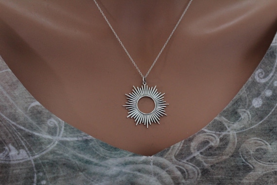 Sterling Silver Spikey Sun Pendant Sterling Silver Abstract | Etsy