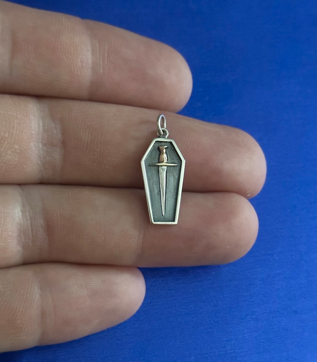 Sterling Silver Coffin Pendant: Mixed Metal Sword Charm - Etsy