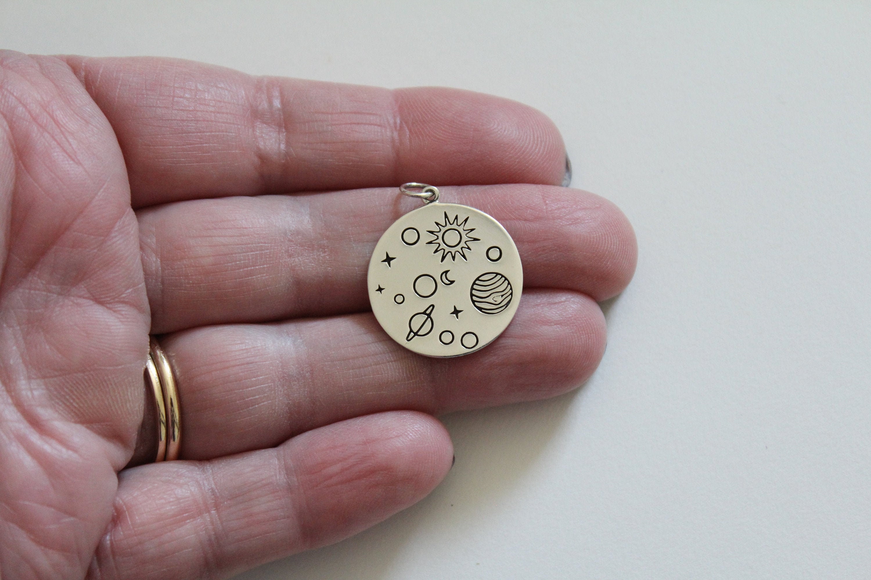 Sterling Silver Solar System Charm on a Disk Silver Solar - Etsy UK