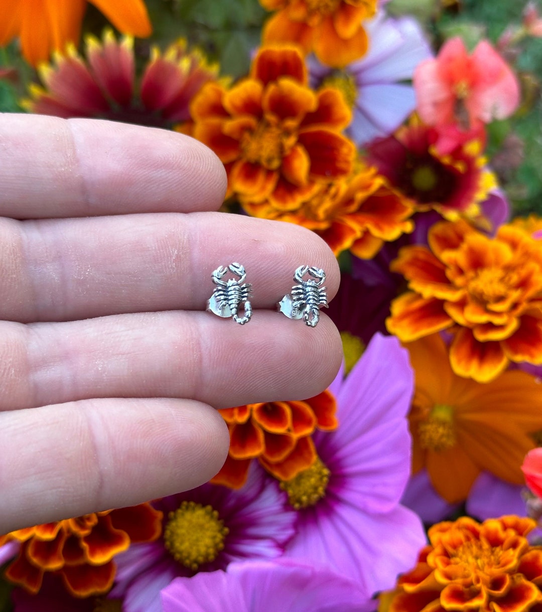 Sterling Silver Scorpion Post Earrings - Etsy UK