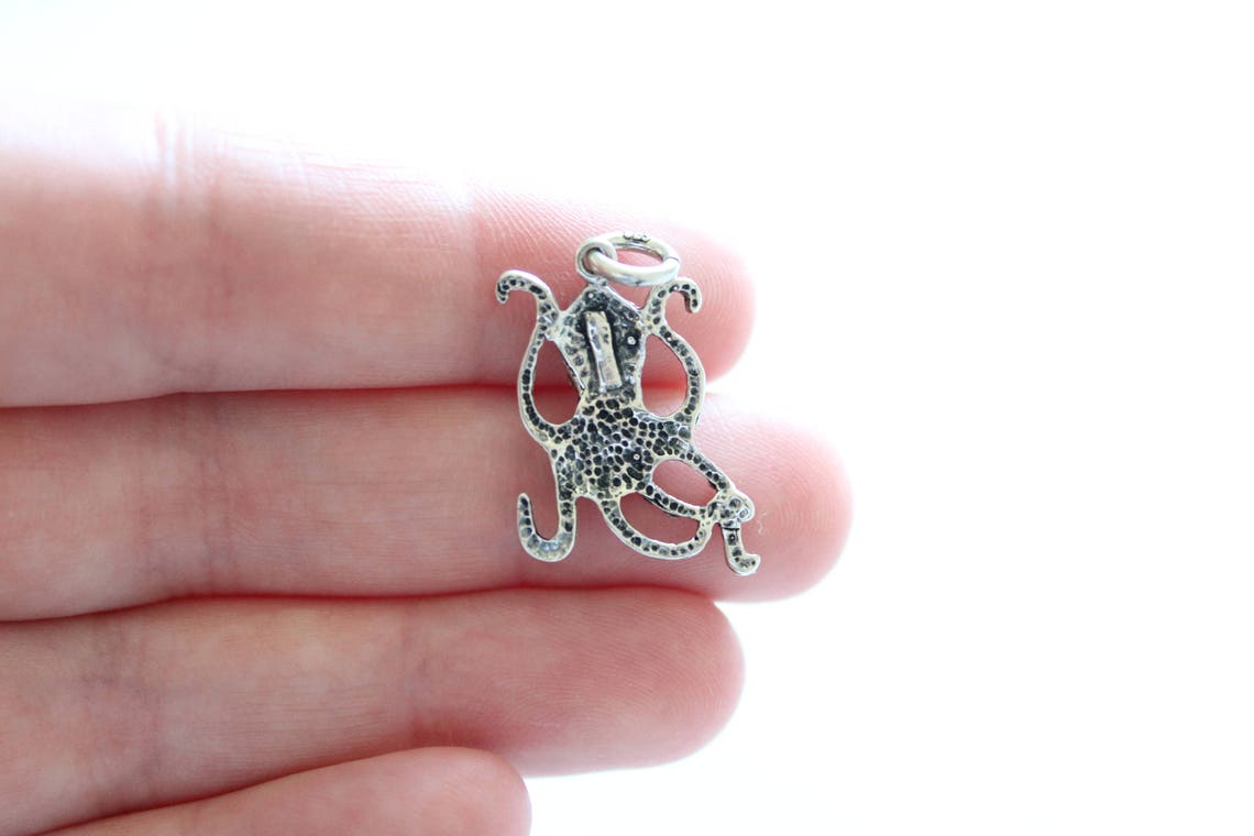 Sterling Silver Octopus Pendant Charm - Etsy