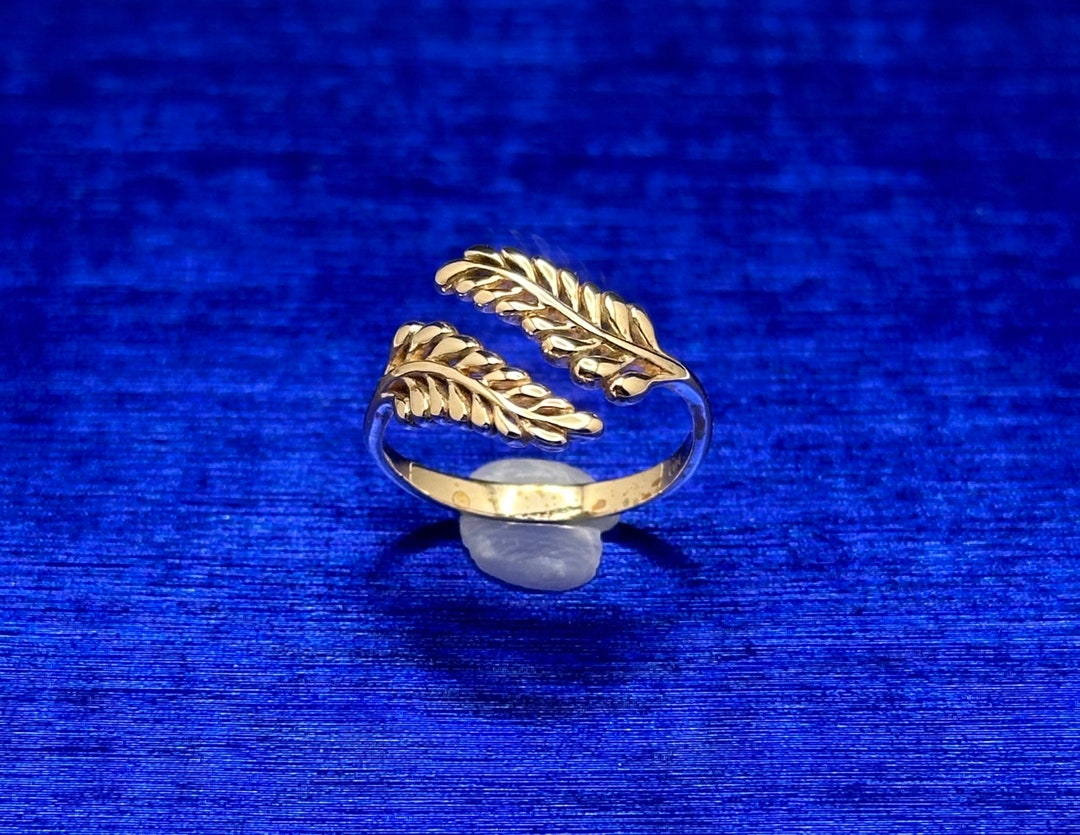 Bronze Sprig Leaf Ring - Adjustable Band - Etsy