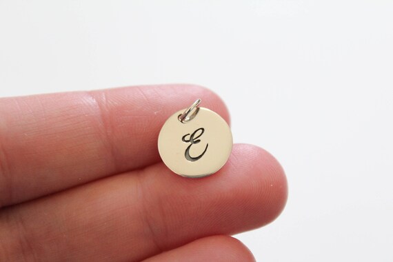 Sterling Silver Cursive Circular E Initial Charm Cursive E - Etsy
