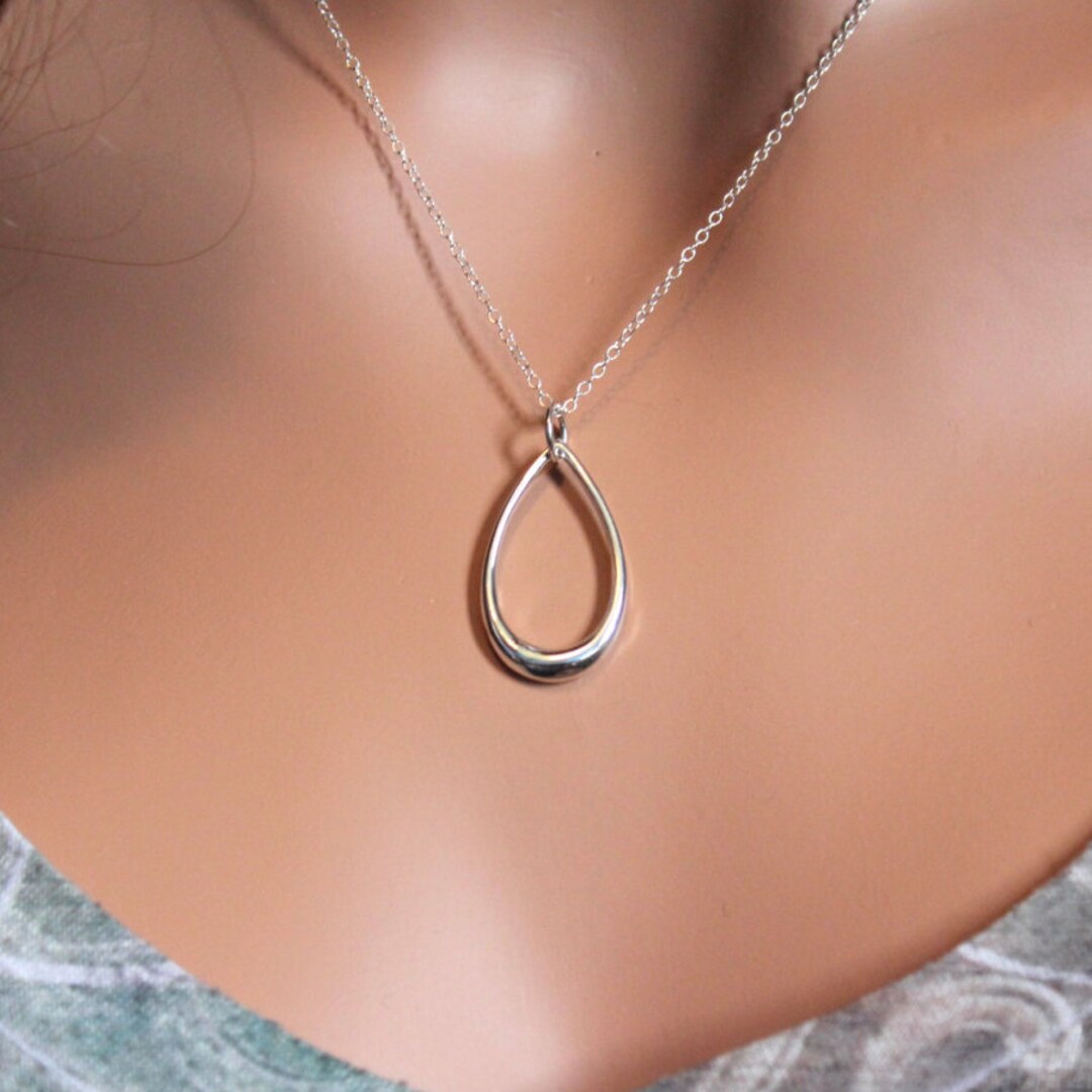 Sterling Silver Large Teardrop Statement Necklace, Large Statement ...