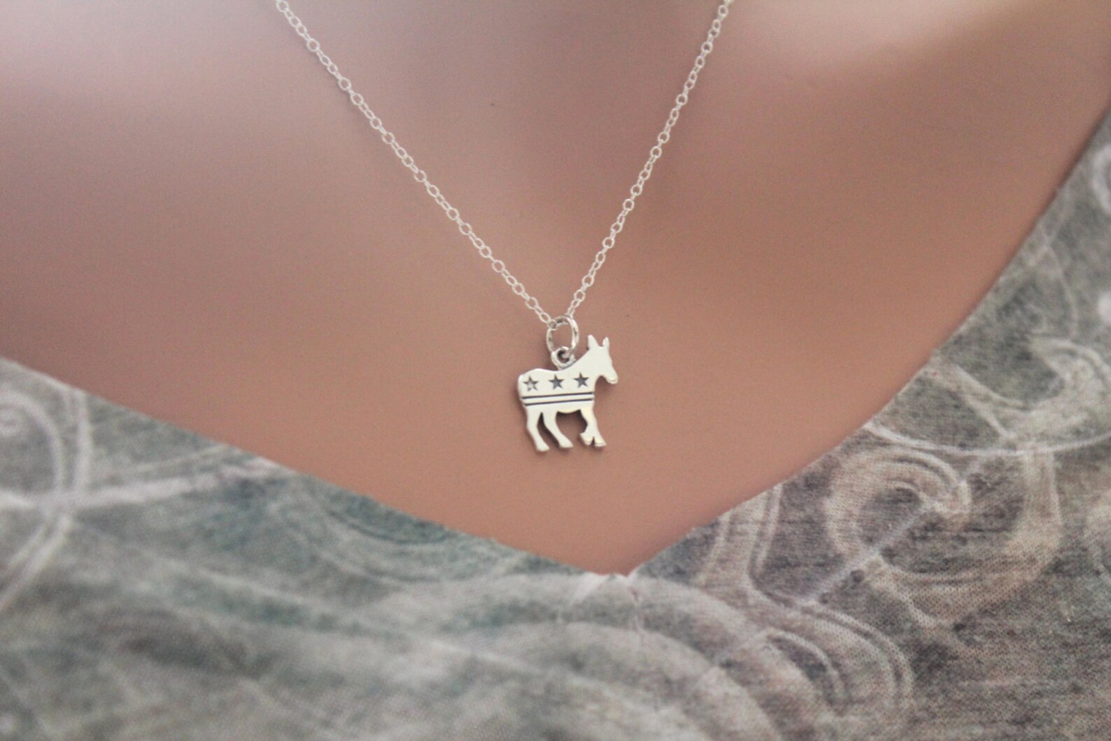 Sterling Silver Democratic Donkey Necklace: Political Charm - Etsy